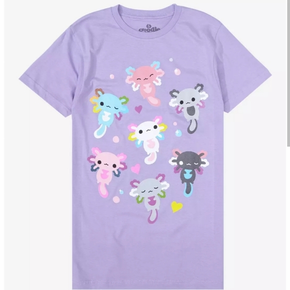 Tops | Purple Pastel Kawaii Axolotl Chibi Tee Shirt Hot Topic New Tags ...